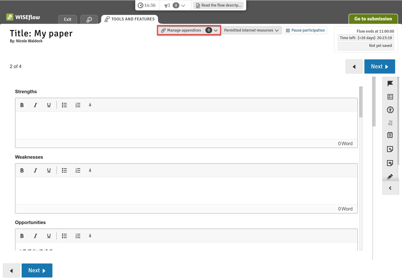 Using the Appendix Manager